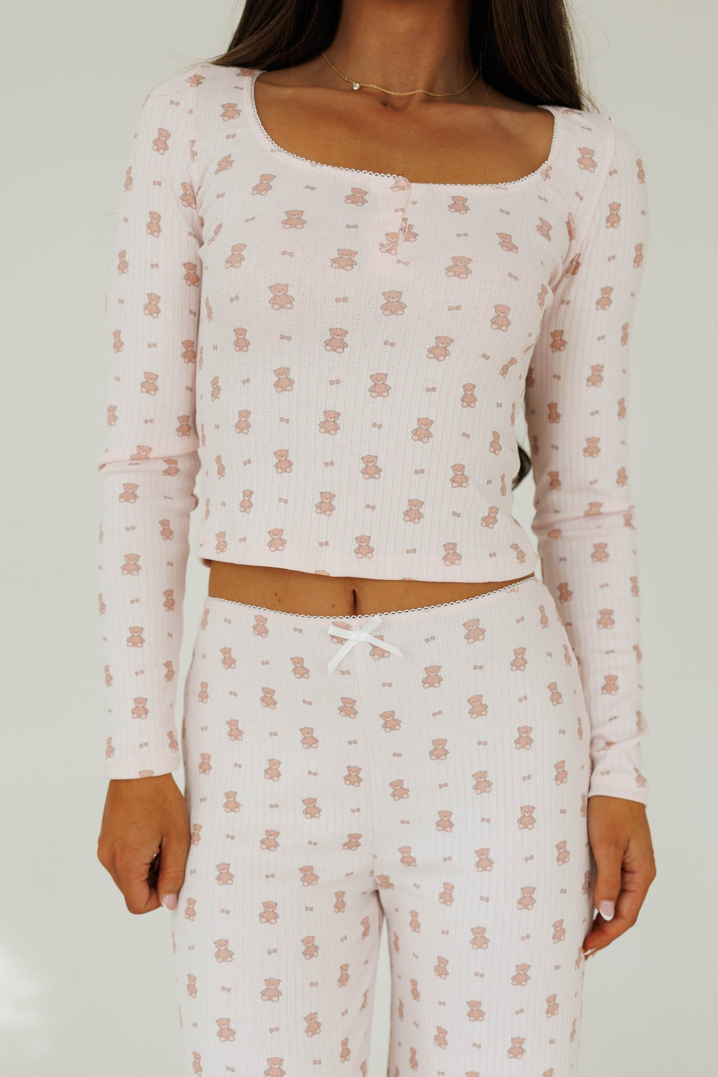 Teddy Bear Pajama Top | Soft Long Sleeve Tops | Lane 201